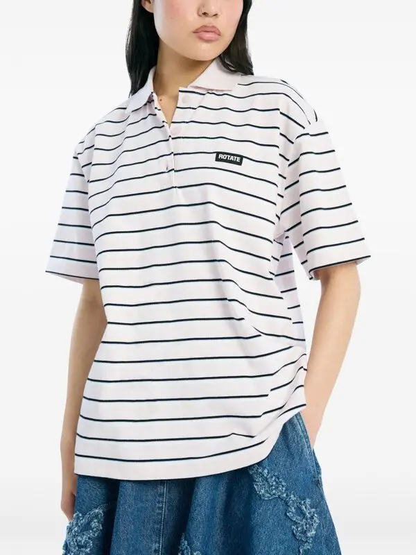 ROTATE BY BIRGER CHRISTENSEN Striped Organic Cotton Jersey Polo Shirt