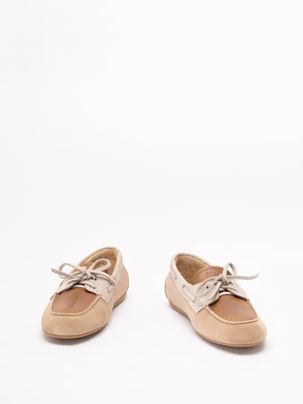 Miu Miu Suede And Leather Boat Shoes - Multicolor