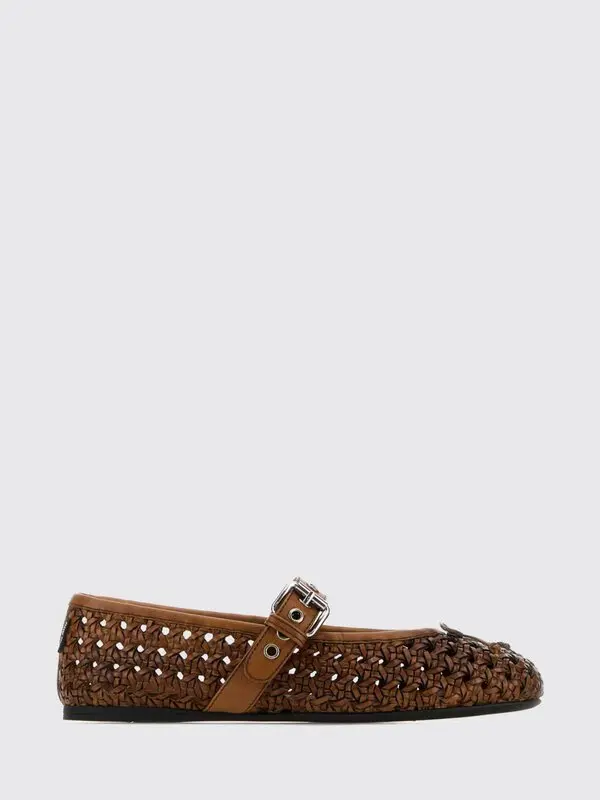 Miu Miu Embellished Mary Jane Ballet Flats - Brown