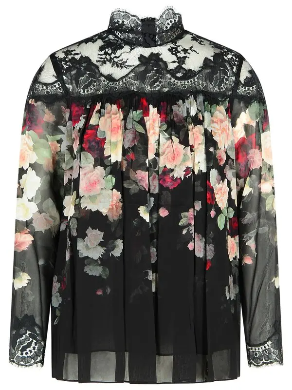 Zimmermann Viscose Blouse With Lace High Neck And Cuffs
