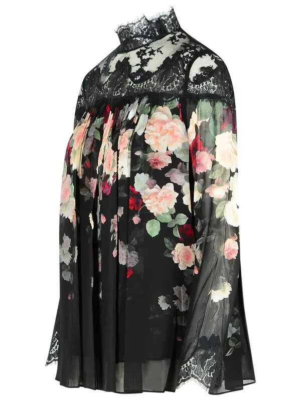 Zimmermann Viscose Blouse With Lace High Neck And Cuffs