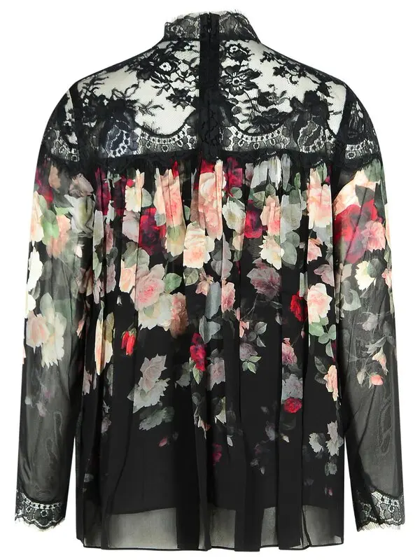 Zimmermann Viscose Blouse With Lace High Neck And Cuffs