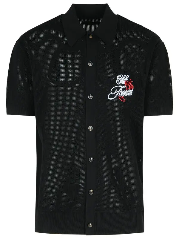 Amiri Viscose Blend Embroidered Button-up Sweater - Black