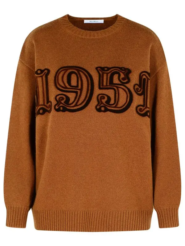 Max Mara Wool And Cashmere Sweater With Lettering Detail - Brown