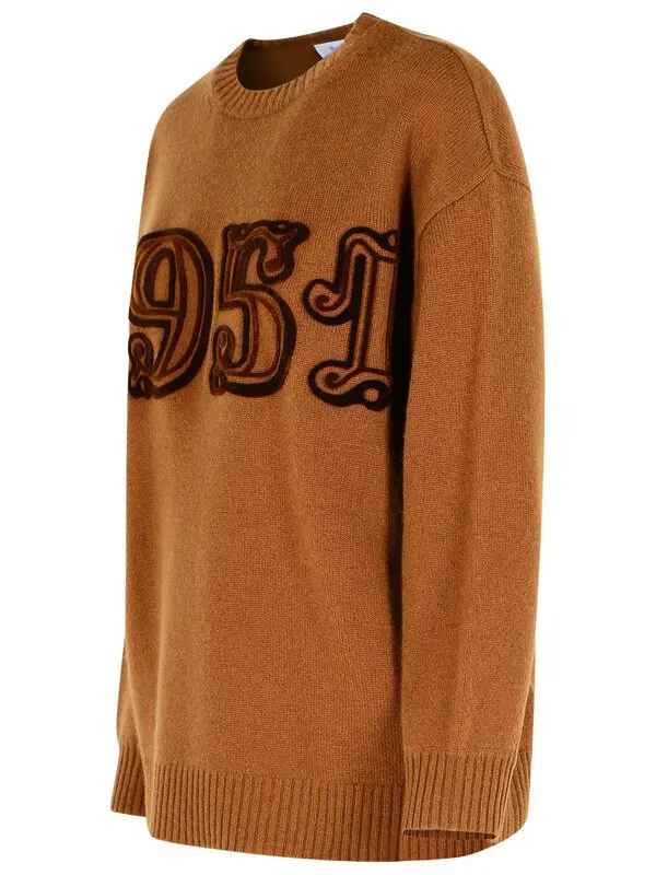 Max Mara Wool And Cashmere Sweater With Lettering Detail - Brown