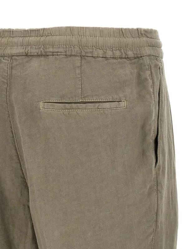 Brunello Cucinelli Linen Drawstring Trousers - Green