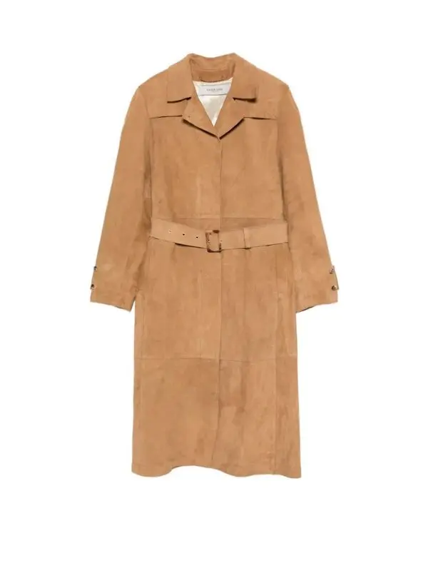 GOLDEN GOOSE Journey" Leather Trench Coat With Belt - Multicolor
