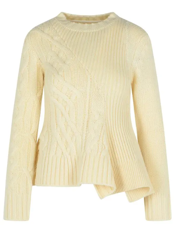Sacai Ivory Wool Sweater - Cream