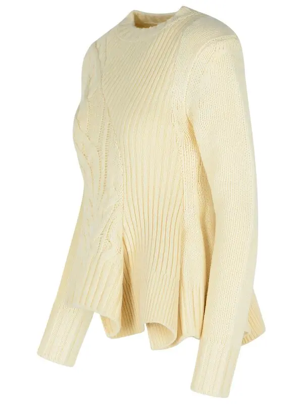 Sacai Ivory Wool Sweater - Cream