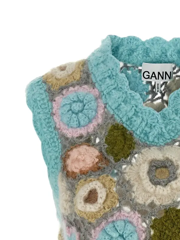 GANNI Dreamy Floral Crocheted Vest - Multicolor