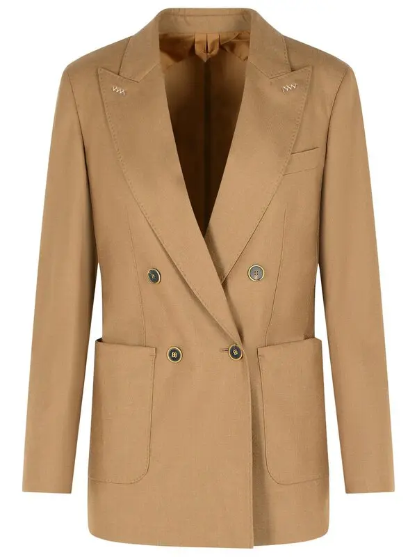 Max Mara Cashmere Blazer With Lapel Collar And Patch Pockets - Brown