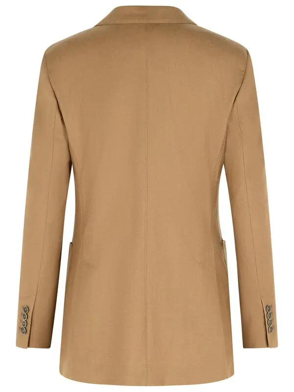 Max Mara Cashmere Blazer With Lapel Collar And Patch Pockets - Brown