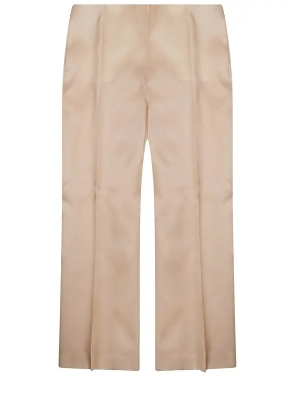 Alberta Ferretti Straight Silk Trousers - Cream