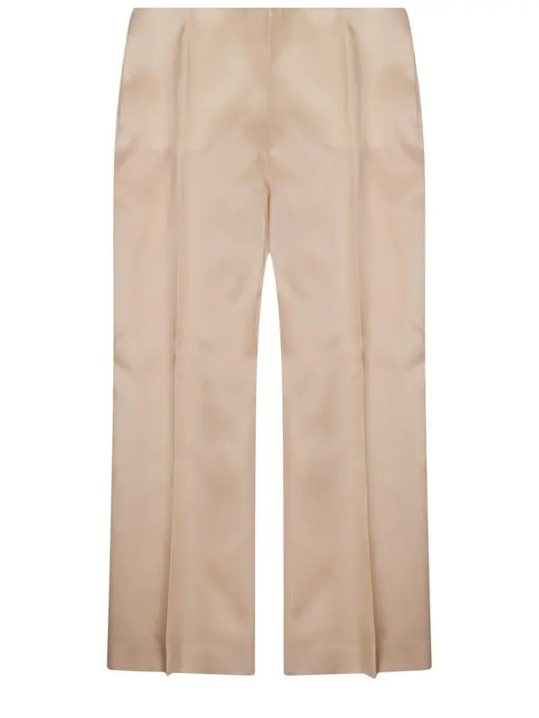 Alberta Ferretti Straight Silk Trousers - Cream