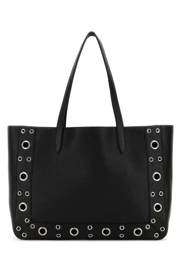 Valentino Garavani Leather Vlogo Signature Shopping Bag - Black