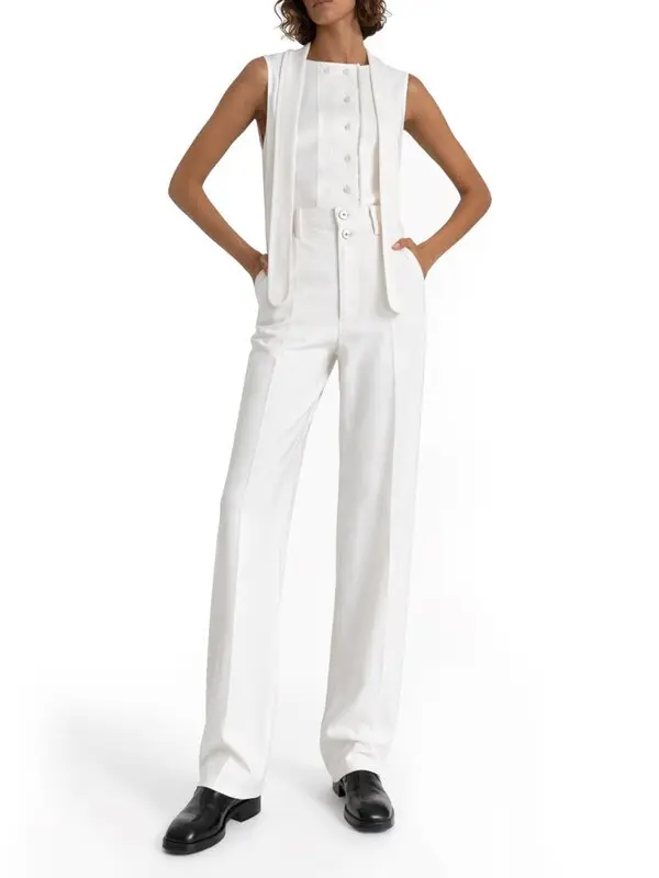 LEMAIRE Asymmetrical Ribbed Top With Scarf Detail - White