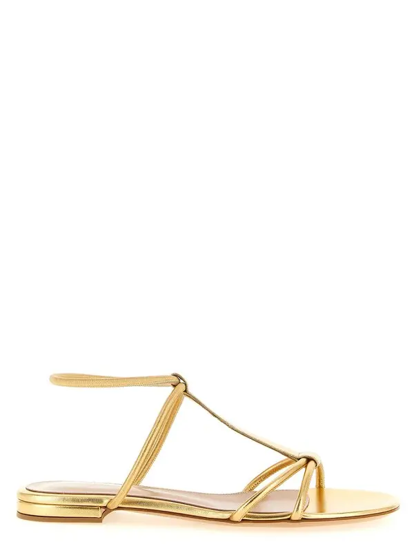 GIANVITO ROSSI Lilo Metallic Nappa Leather Sandals - Gold