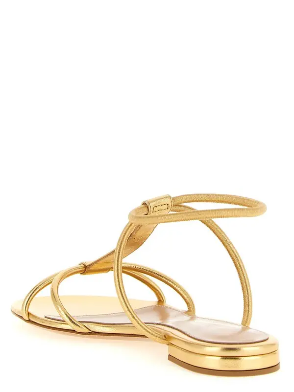 GIANVITO ROSSI Lilo Metallic Nappa Leather Sandals - Gold