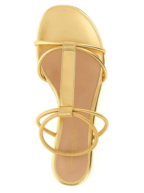 GIANVITO ROSSI Lilo Metallic Nappa Leather Sandals - Gold