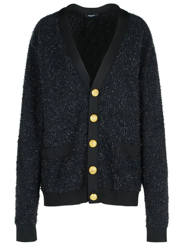Balmain V-neck Button-front Cardigan - Black