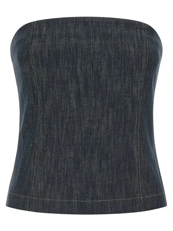 Brunello Cucinelli Sleeveless Denim Top With Zip Closure