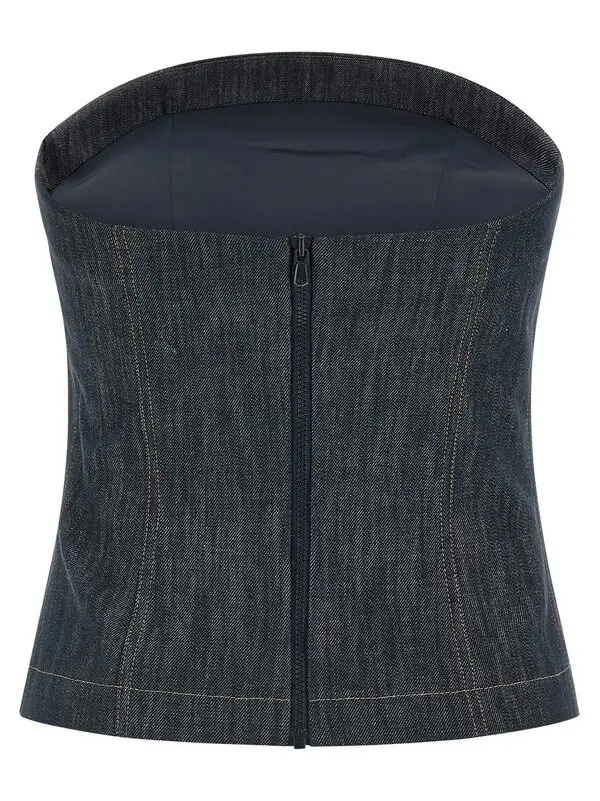 Brunello Cucinelli Sleeveless Denim Top With Zip Closure