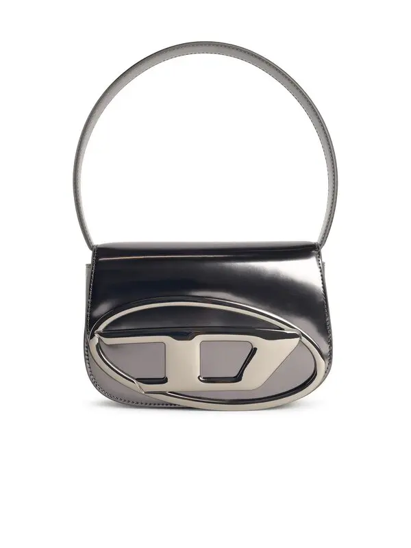 DIESEL® 1dr Grey Mirrored Leather Bag - Gray