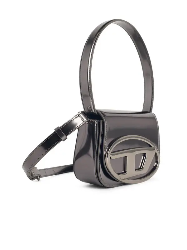 DIESEL® 1dr Grey Mirrored Leather Bag - Gray