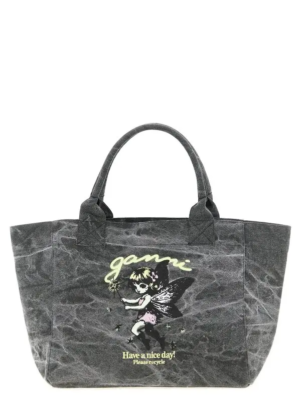 GANNI Medium "fairy" Shopping Bag - Black