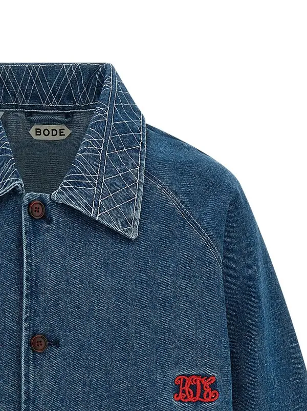 BODE Embroidered Denim Workwear Jacket - Blue