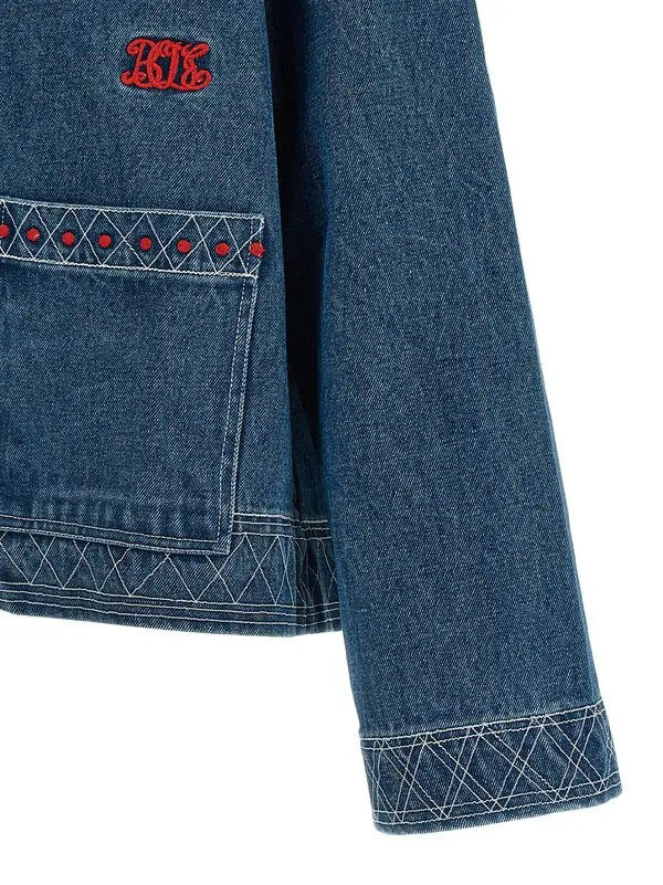 BODE Embroidered Denim Workwear Jacket - Blue