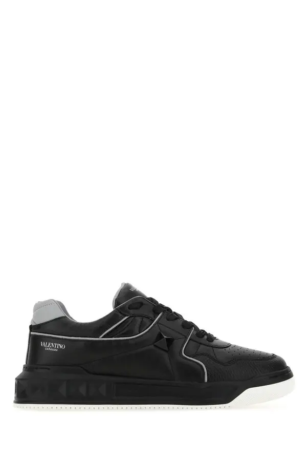 Valentino Garavani Nappa Leather One Stud Sneakers - Black
