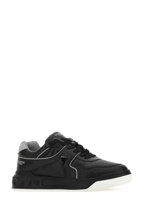 Valentino Garavani Nappa Leather One Stud Sneakers - Black