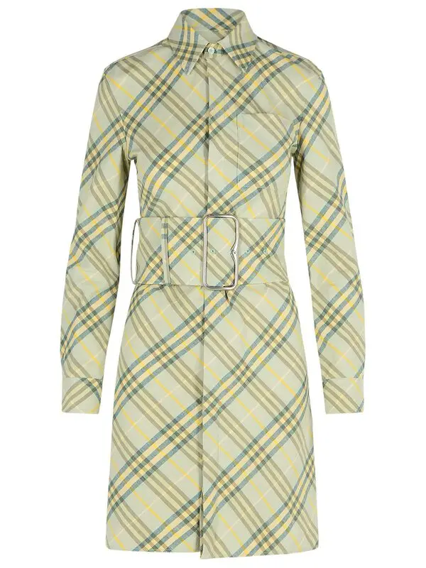 Burberry Check Linen Dress - Green