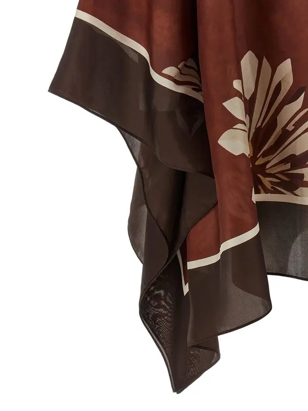 Brunello Cucinelli Silk Floral Print Caftan Blouse