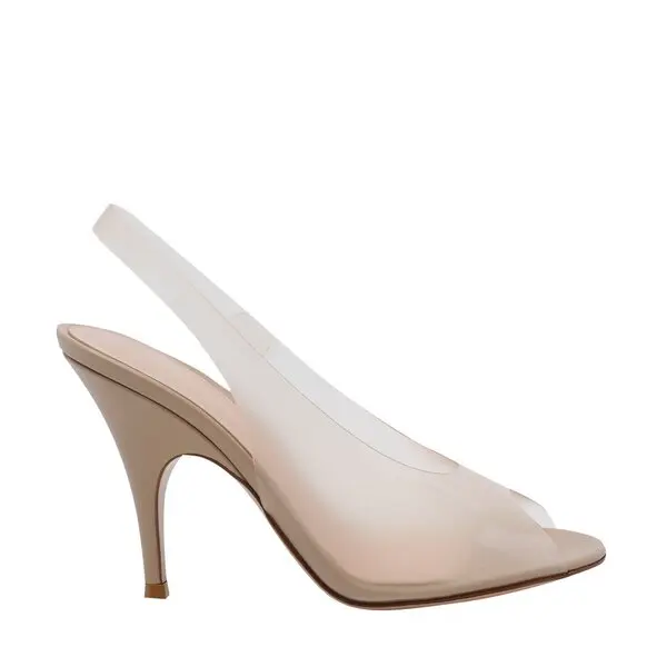 GIANVITO ROSSI Pvc Upper Slingback Stiletto Heel Sandals - Cream