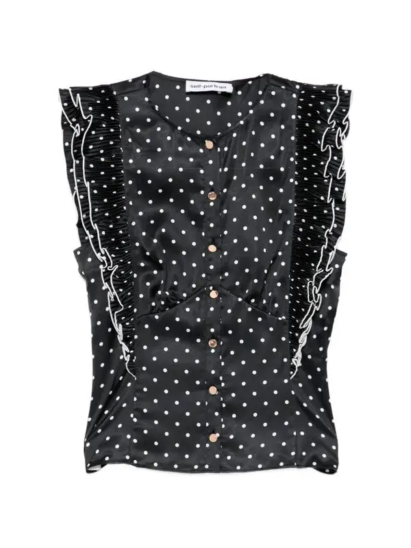 SELF-PORTRAIT Polka Dot Frill Top