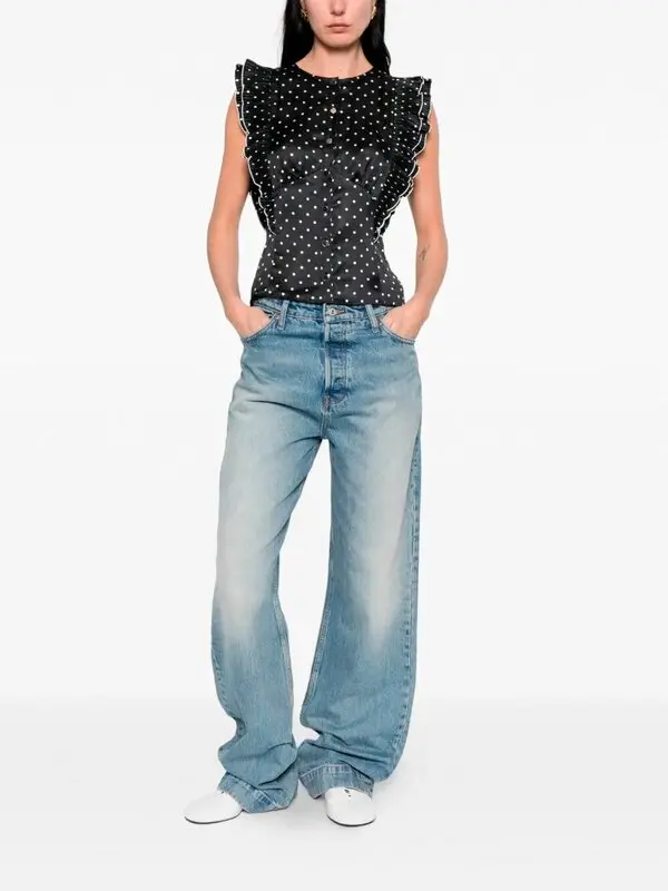 SELF-PORTRAIT Polka Dot Frill Top
