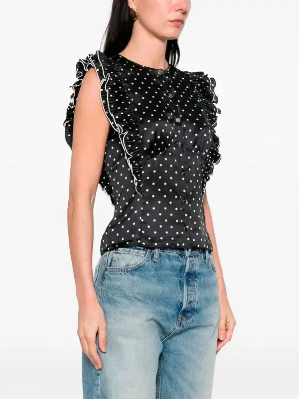 SELF-PORTRAIT Polka Dot Frill Top