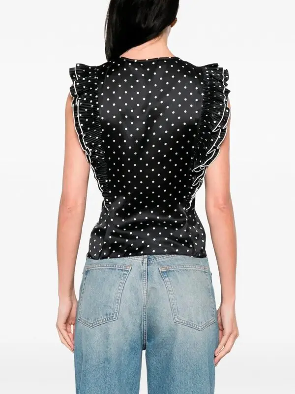 SELF-PORTRAIT Polka Dot Frill Top