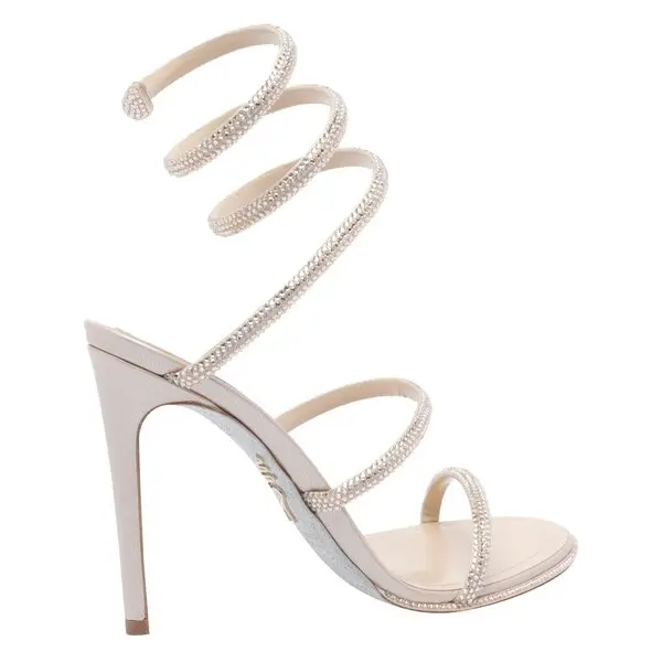 Rene Caovilla Cleo Pump Sandals With Rhinestones - Cream