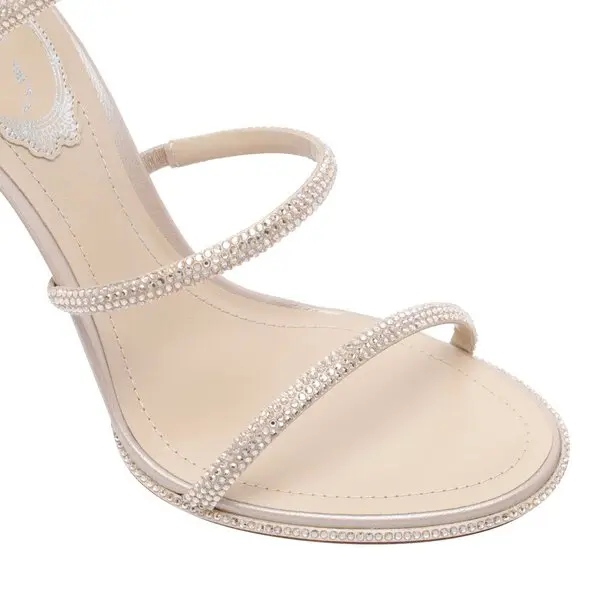 Rene Caovilla Cleo Pump Sandals With Rhinestones - Cream