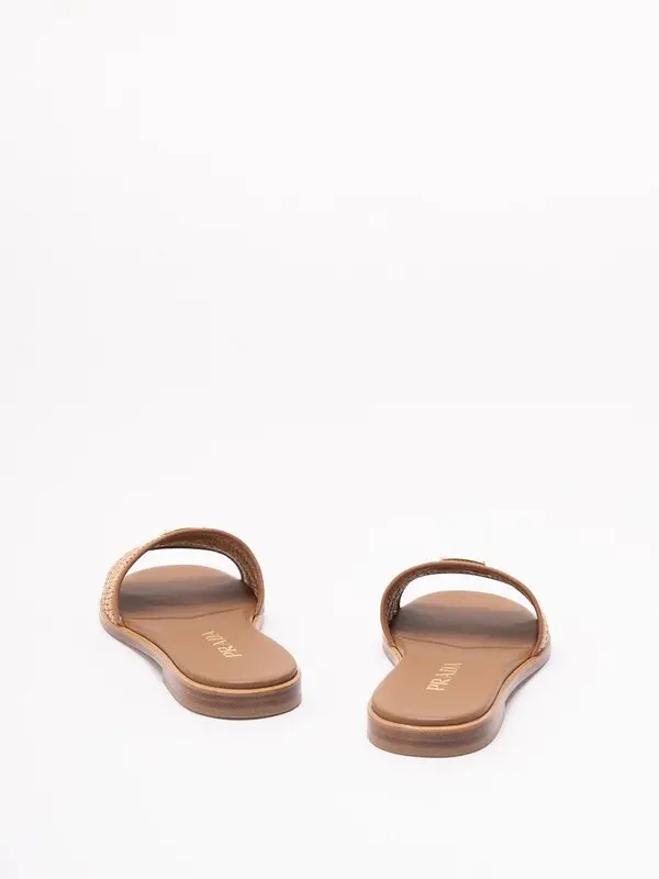Prada Leather Slides With Crochet Detail - Multicolor