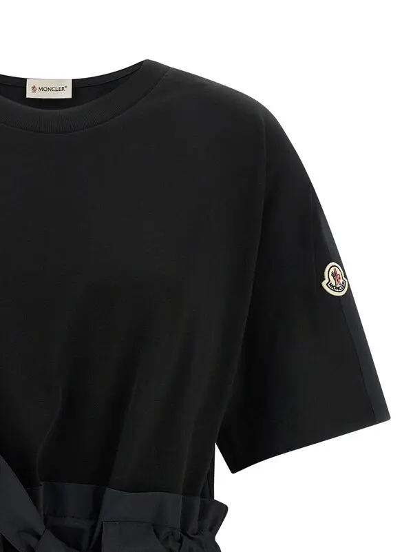Moncler Belted Dress With Ruffle Skirt - Black
