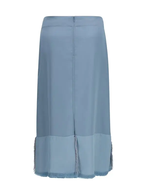 Bottega Veneta Midi Skirt With Slit And Tasseled Hem