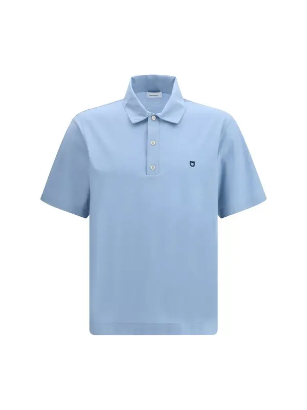 FERRAGAMO Short-sleeve Jersey Polo - Blue