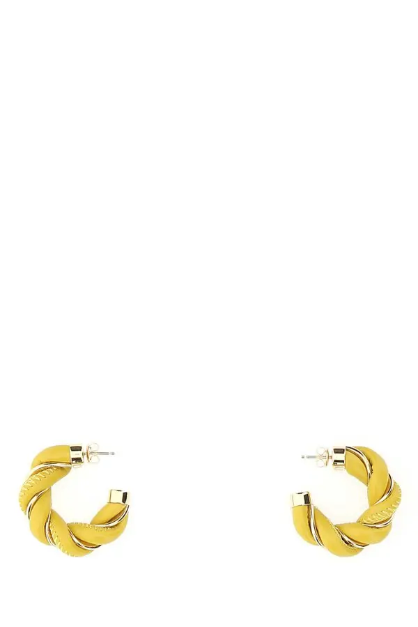 Bottega Veneta Nappa Leather And 925 Silver Twist Earrings - Yellow