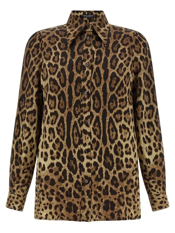 Dolce & Gabbana Leopard Print Silk Shirt - Brown