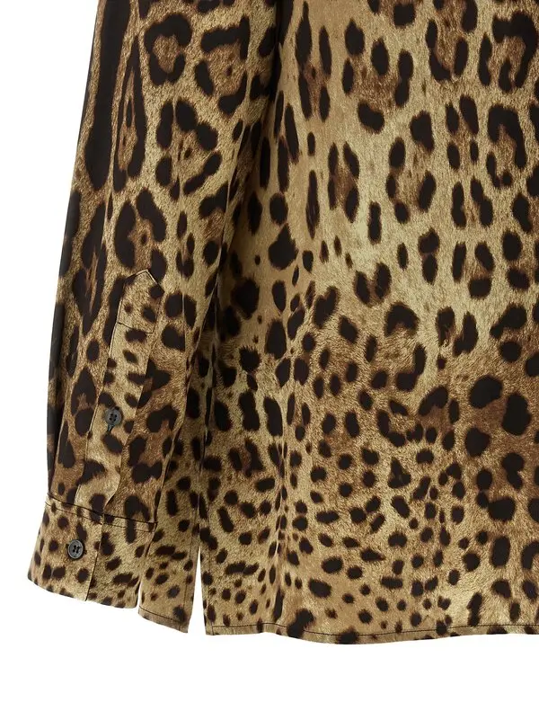Dolce & Gabbana Leopard Print Silk Shirt - Brown