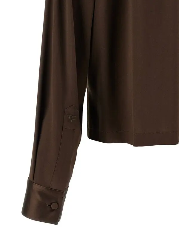 TOM FORD Silk Polo Shirt - Brown